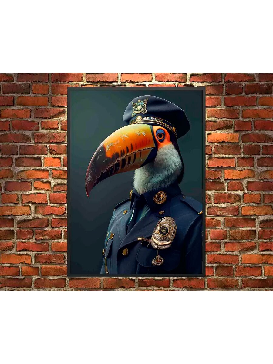 Птица-полицейский-тукан 4, Плакат 30x42см