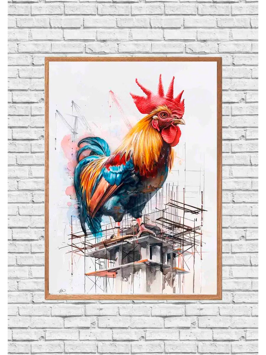 Петух-птица-строитель 3, Плакат 30x42см