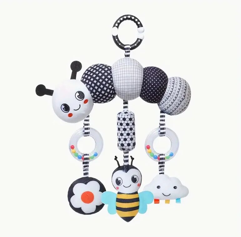 Подвесная игрушка Caterpillar, черно-белая