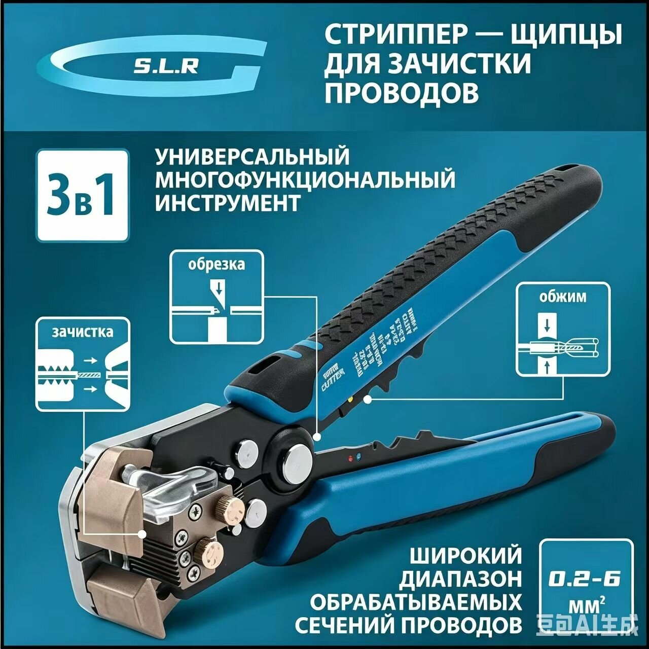 Щипцы для зачистки электропроводов "Gross", 0,2-6 мм 2，Электротехнический инструмент
