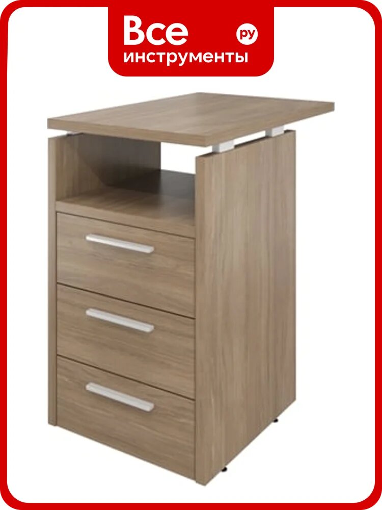 Тумба Монолит Дублин приставная (3 ящика с полкой и замком) 450x700x750 Дуб кофейный37 ДБ37. С37