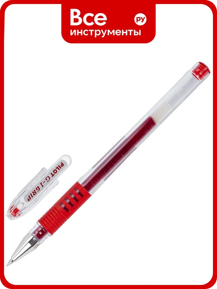 Ручка гелевая PILOT G-1 Grip, красная, корпус прозрачный, 0,5мм, линия 0,25мм, BLGP-G1-5 R 141844