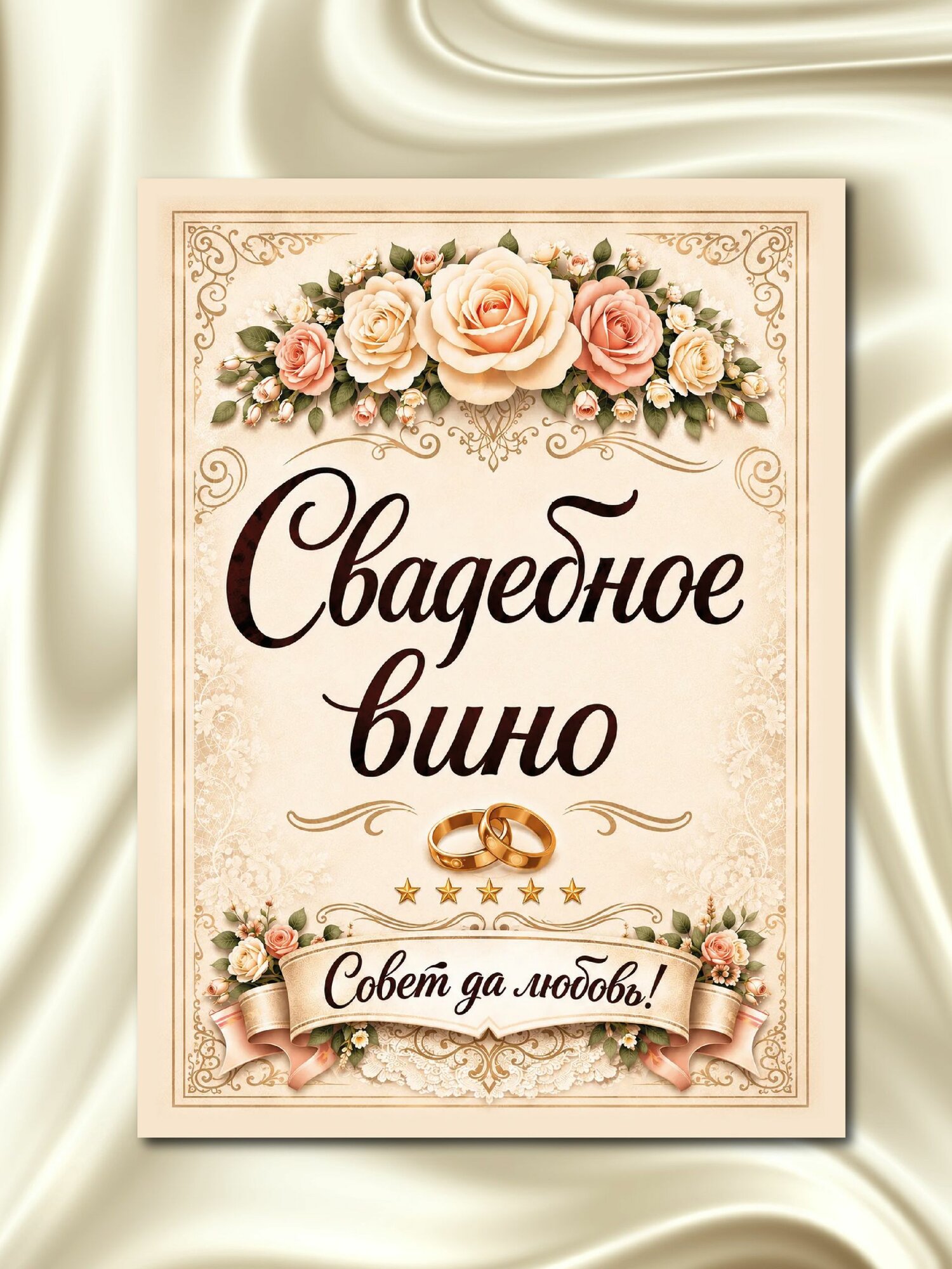 Наклейки на бутылки Свадебное Вино 10шт