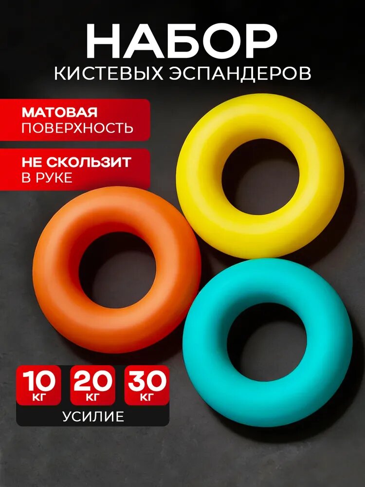 Эспандер кистевой для рук Absolute champion, набор 3шт 10кг, 20кг, 30кг
