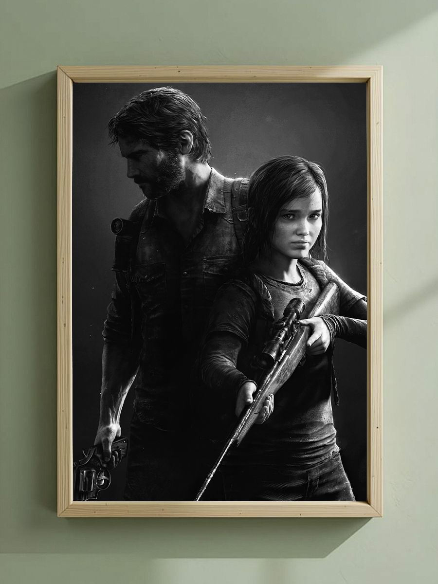 Постер, плакат на стену "Джоэл и Элли с оружием - The Last of Us" 42 см х 29,7 см (А3), Без Рамы
