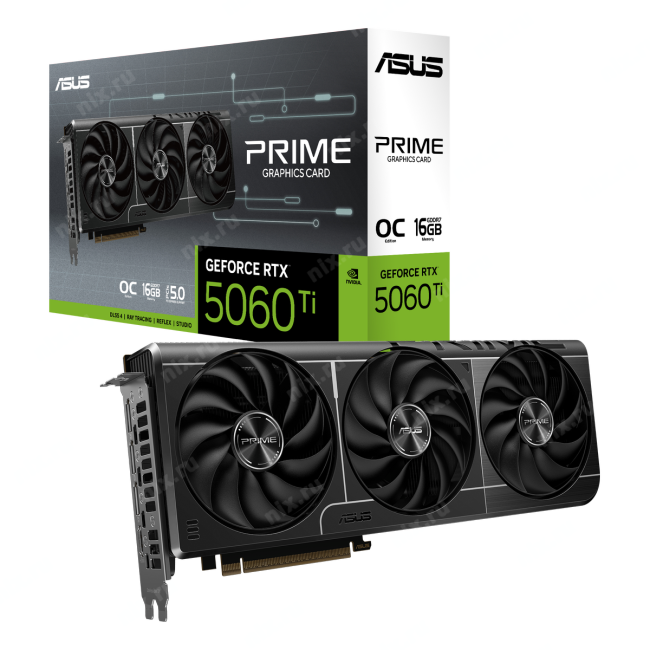 ASUS PRIME PRIME-RTX5060TI-O16G (GeForce® RTX 5060 Ti) 16 Гб, GDDR7, 128 бит, PCI Express, 3xDP,1xHDMI