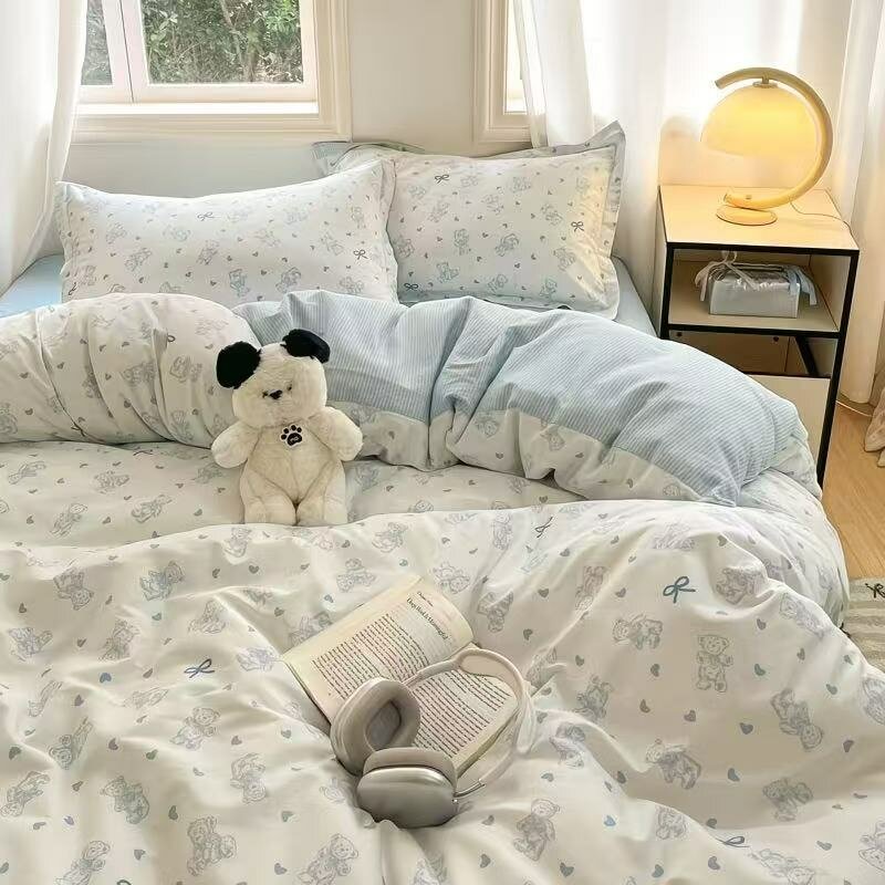 Комплект постельного белья из микрофибры DZQ Kawaii 4 шт，1.8-2m，кровать，200*230cm，