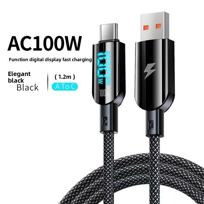 Кабель передачи данных typec 100w power delivery с умным дисплеем для зарядки смартфонов и планшетов typec
