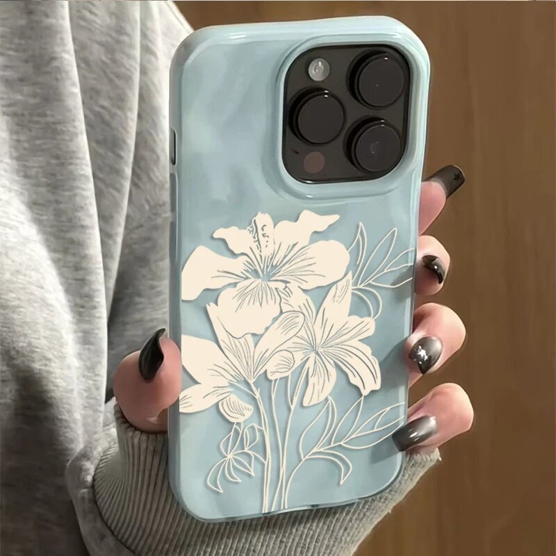 Чехол для телефона с линейным цветочным минималистичным Green-HZH2651511, For iphone 17 ProMax