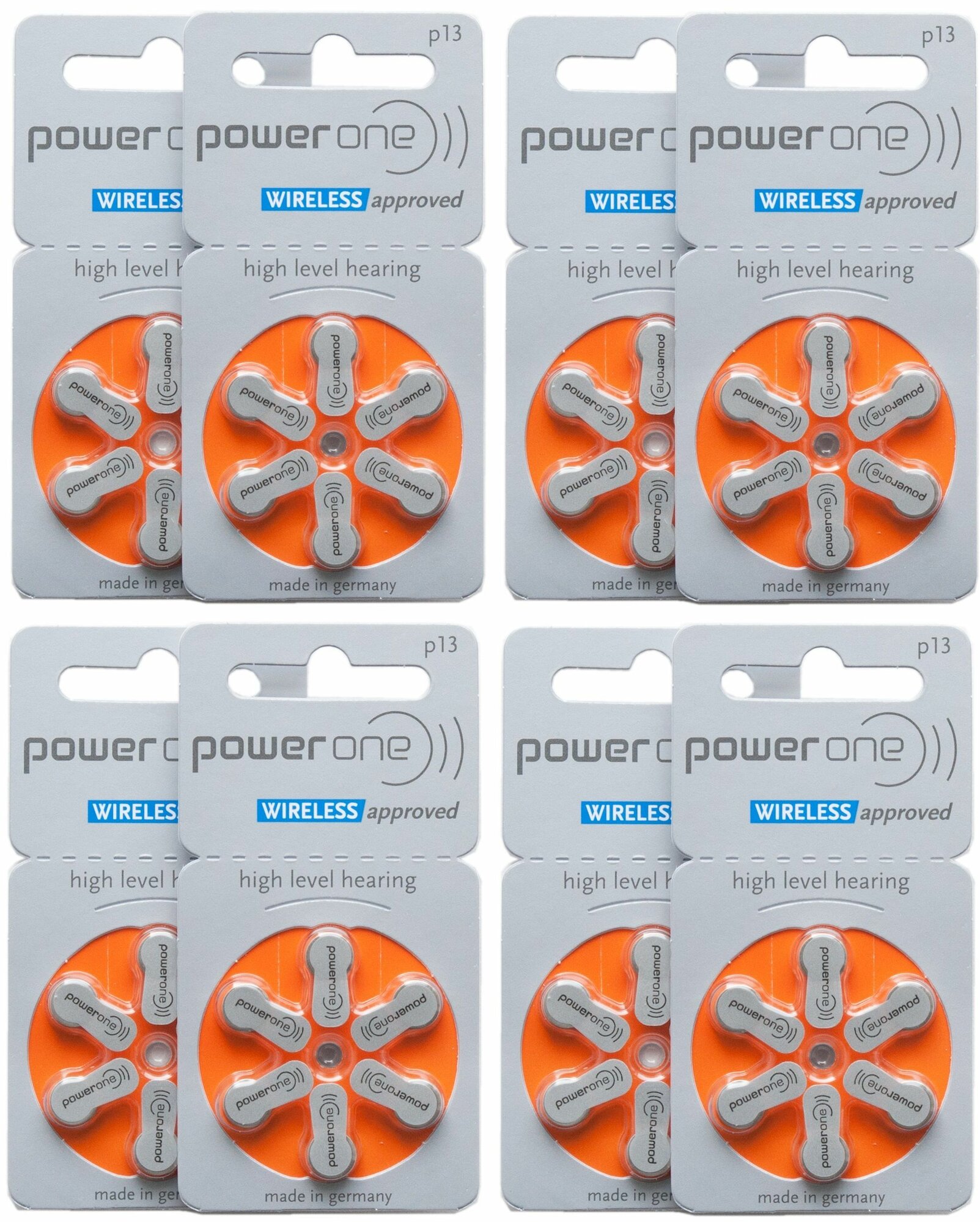 Батарейки для слуховых аппаратов Power One 13 8 блистеров, 48 батареек