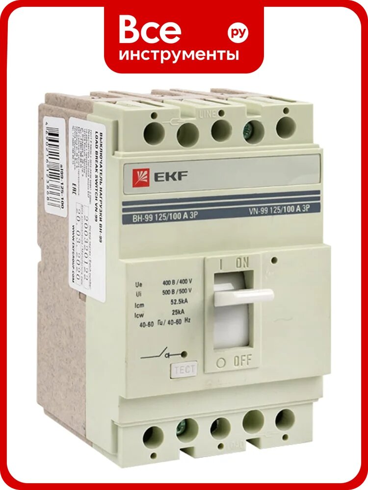 Выключатель нагрузки EKF PROxima ВН-99, 125/100А, 3P sl99-125-100