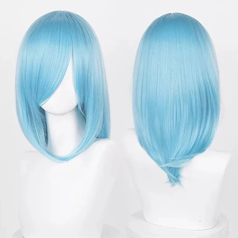 Синтетический парик для косплея, ice blue, 40 см