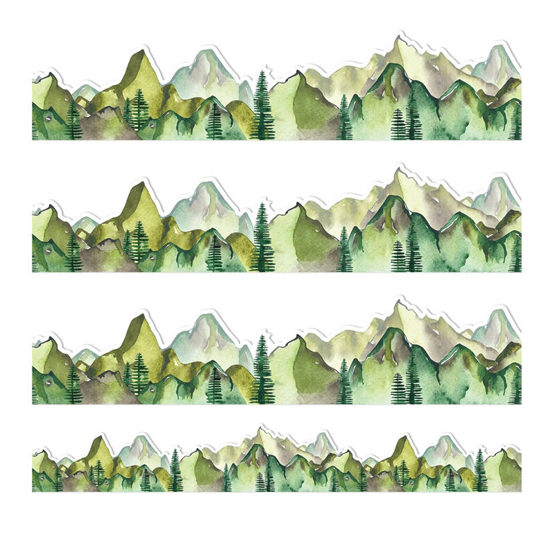Школьные декоративные наклейки-бордюры для доски и стенда с лесным и горным узором, цвет: гора, размер: 2,95 × 196,85 дюйма