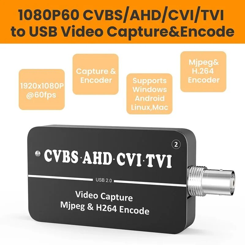 (V M Z D) 1 Шт. LCC261 1080P CVBS На Карту Видеозахвата USB, Черный 264 И MJPEG, Двухстримерный Кодер AHD CVI TVI USB UVC Capture
