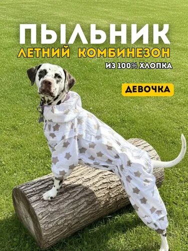 Пыльник комбинезон для собак с ловушками для клещей, размер 60ж (5XL) женский, пряники бежевые