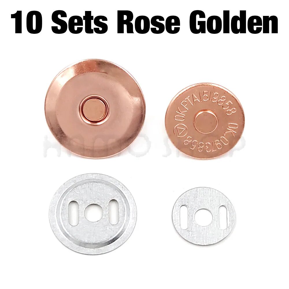 Набор магнитных кнопок-застежек Hamoshop 16mm, 10sets Rose Goledn