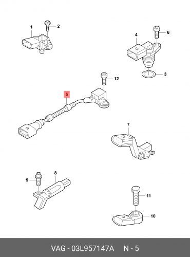 Датчик, положение распредвала audi/vw 1.6tdi/2.0tdi 08->