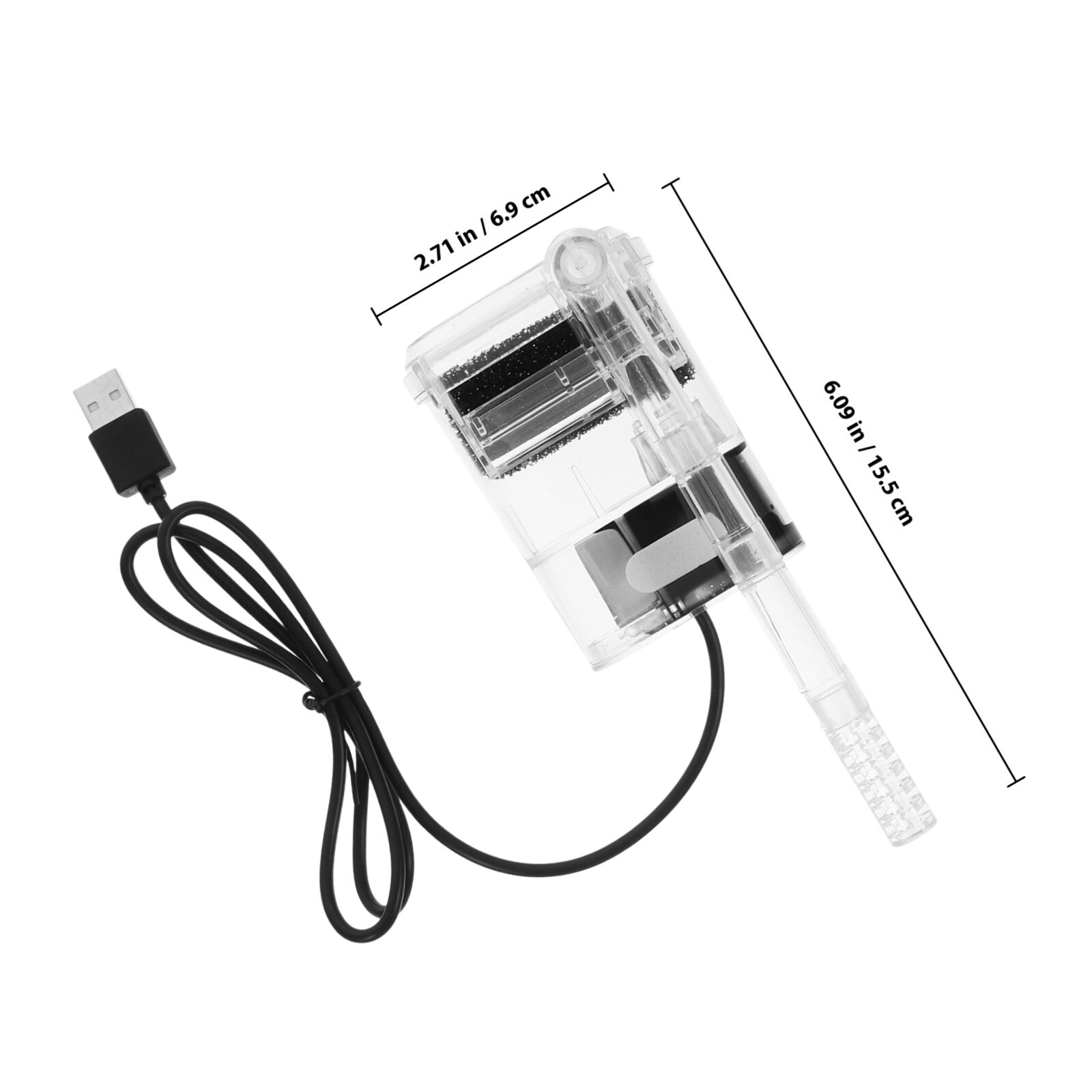 Прозрачный USB Фильтр Для Аквариума 15.50X6.90X6.50CM С Эффектом Водопада И Увеличением Кислорода