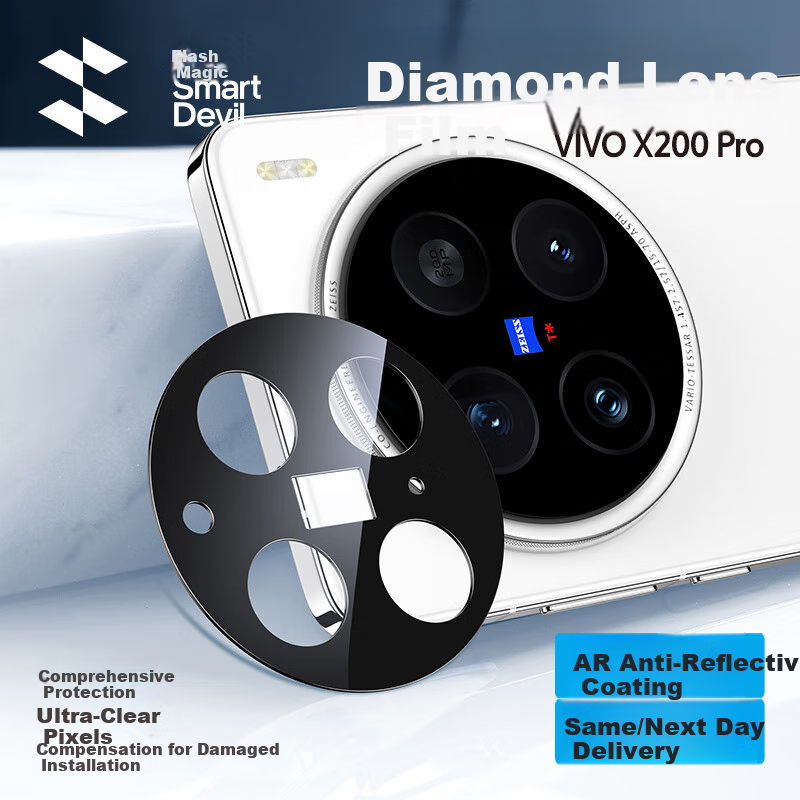 Shanmo AR-защита от бликов для задней камеры Vivo X200 Pro полное покрытие алмазная пленка комплект Цвет：Полное