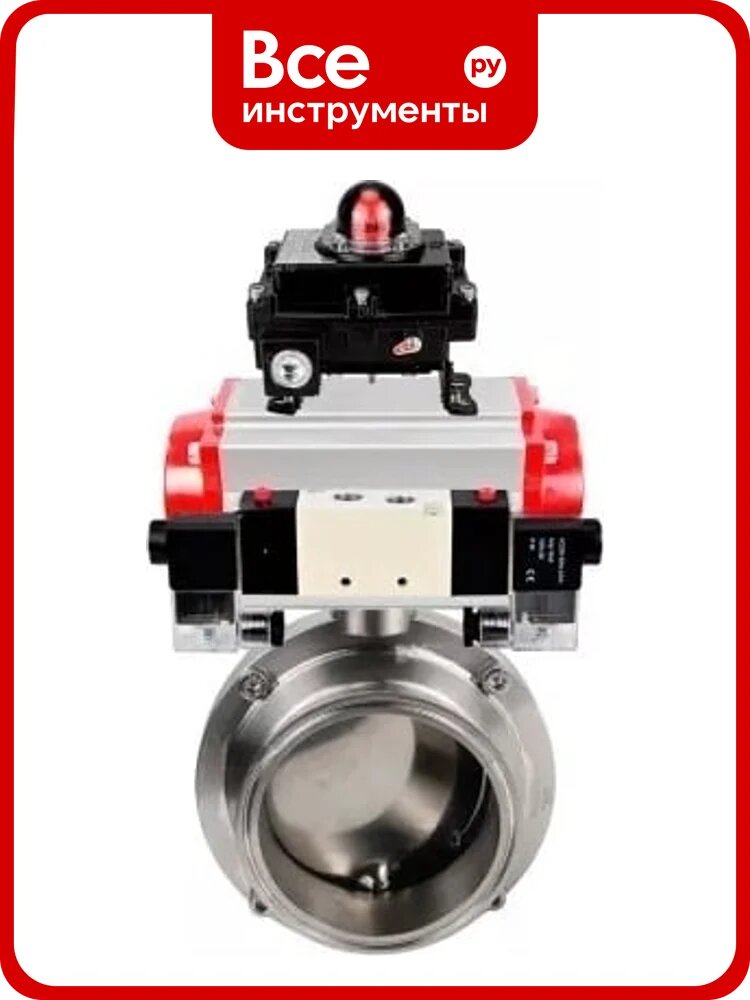 Затвор дисковый DN-ru 304-304-EPDM Ду50 Ру10, пищ. нерж. сталь, пневмопривод, пн. распр, БКВ D050-74702