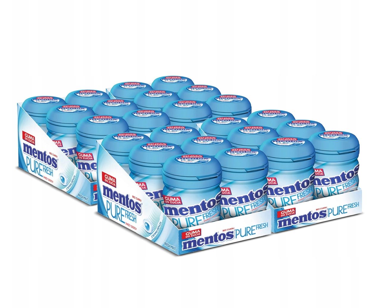 Жевательная резинка Mentos Pure Fresh со вкусом свежей мяты, без сахара, 24х60 г - 5907447604318