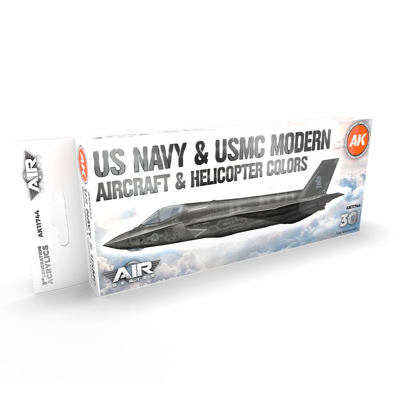 Набор красок AK Interactive - US Navy & USMC Modern Aircraft & Helicopter Colors Set 3G, 8 красок