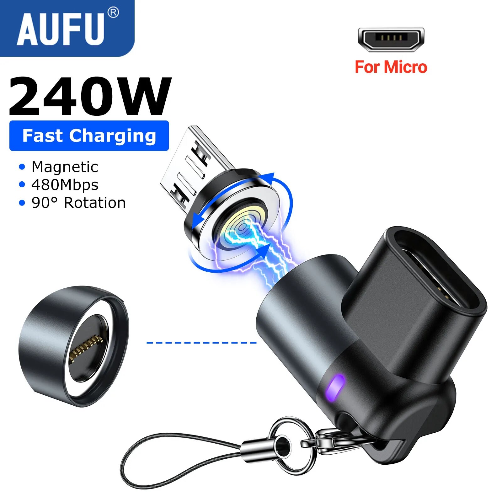 AUFU 240W магнитный адаптер Micro USB, Mini Style B