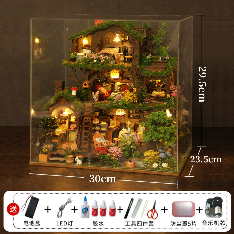 D Time Treehouse DIY деревянная 3D модель с музыкальным механизмом, пылезащитным чехлом, инструментом и клеем