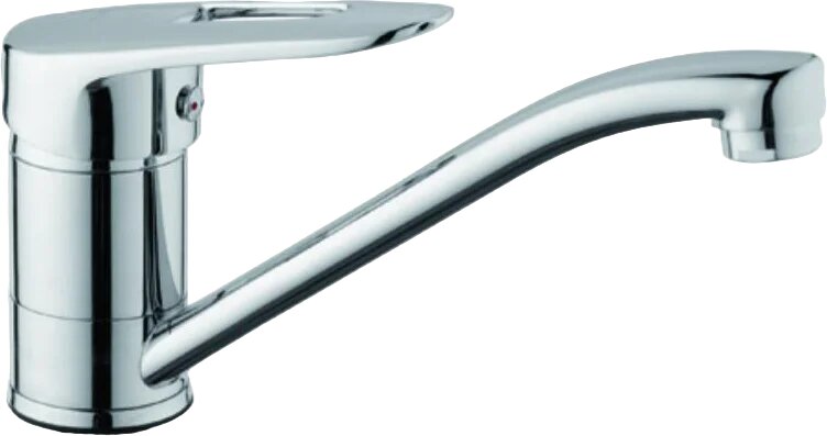 Смеситель для кухни D-lin D151428-1 с поворотным изливом, хром, глянцевый, однорычажный, латунный, с керамическим картриджем