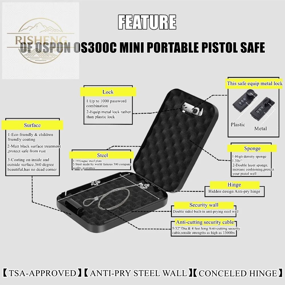 Сейф с кодовым замком автомобильный SB GUNSAFE CODE для денег, мелких ценностей и документов для дома/квартиры/офиса/в шкаф/в автомобиль