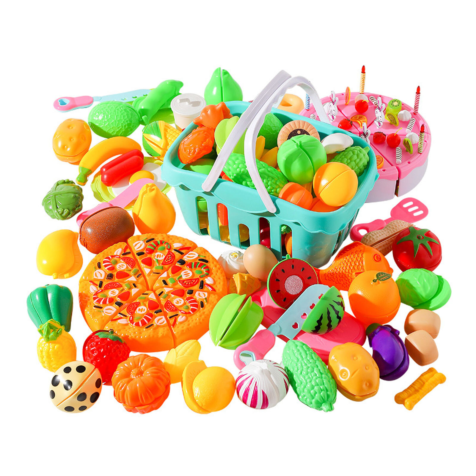 Набор игрушечной еды для ролевой игры на кухне, нарезаемые фрукты, овощи и пицца