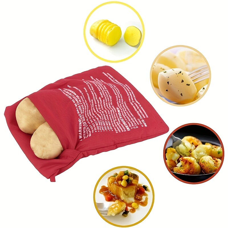 Микроволновая сумка для запекания картофеля, многоразовая, красная, 1 шт
