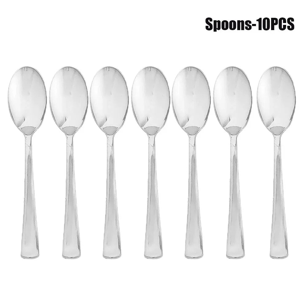 Одноразовые золотые столовые приборы из 10 предметов Spoons-10PCS2