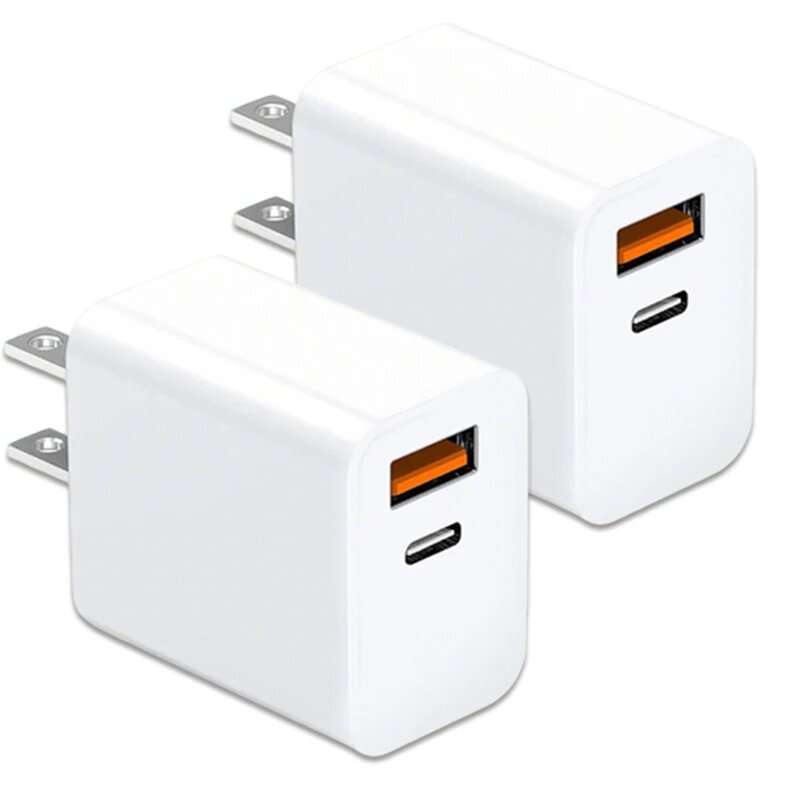 Комплект из 2 высокоскоростных зарядных устройств USB-C — двухпортовый адаптер Power Delivery 2 PCS