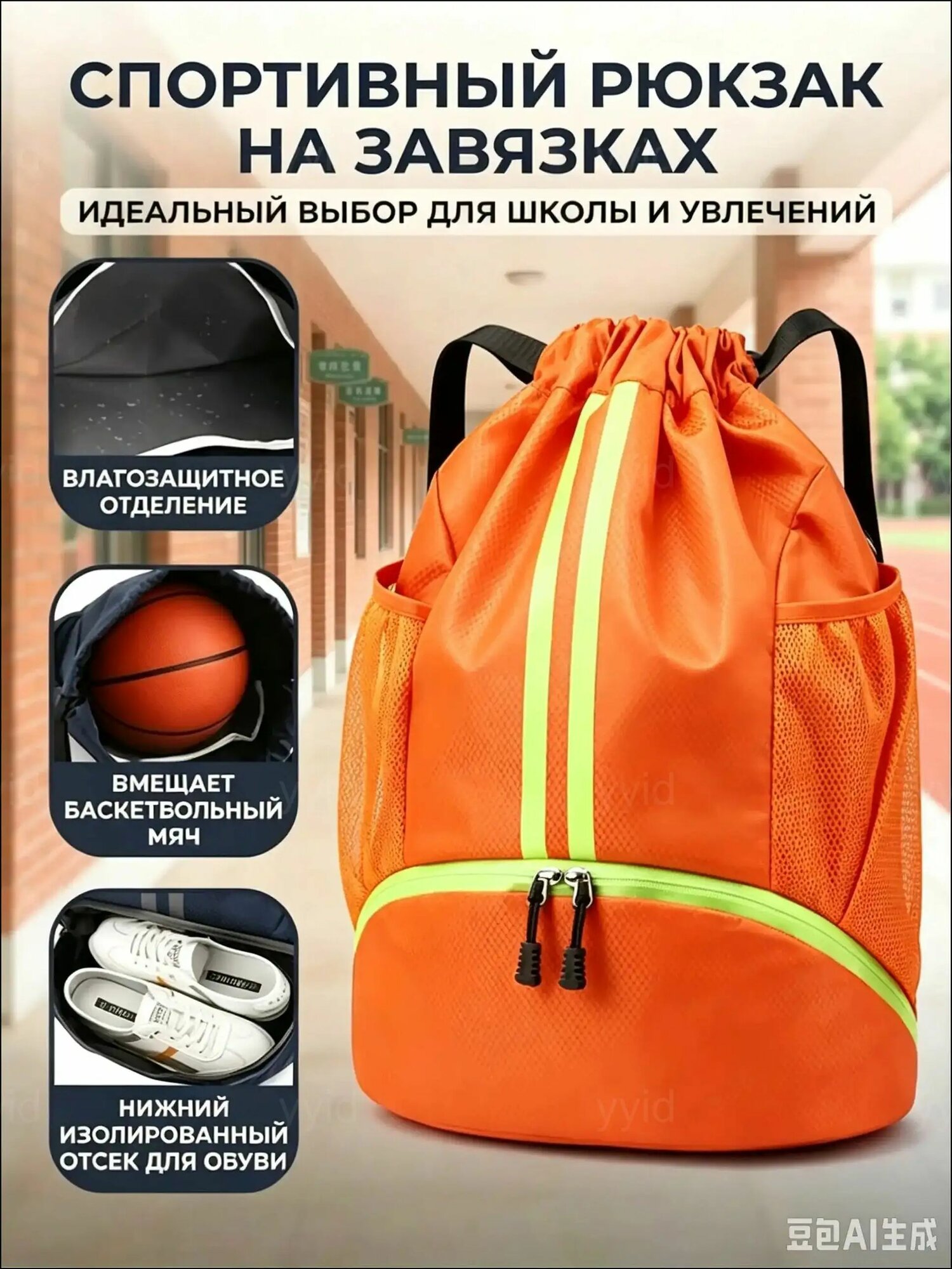 Эксклюзивный, популярный мешок для кроссовок с кармашком на шнурке
