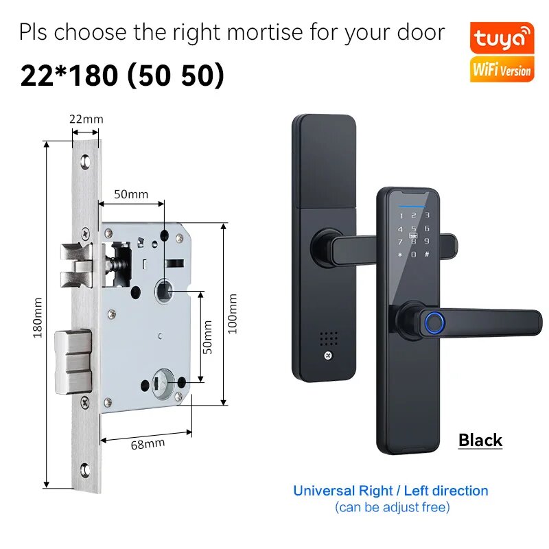YRHAND K7 Умный биометрический замок K7-TYB-180, BLACK