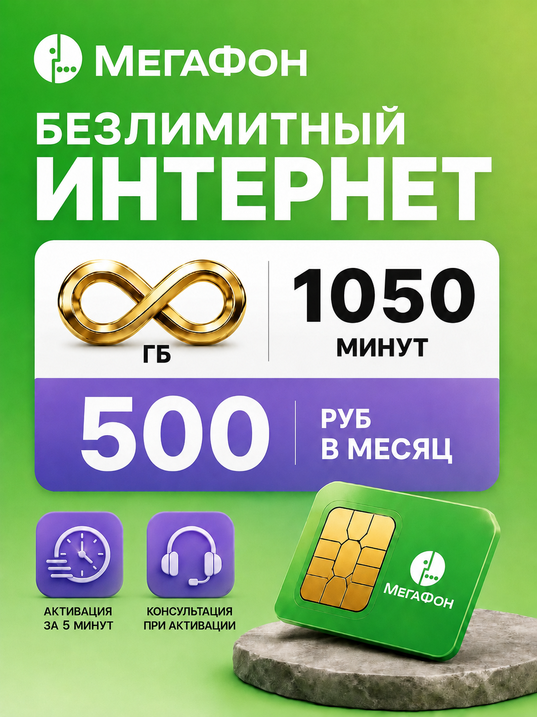 Сим карта Мегафон безлимитный интернет для телефона/планшета