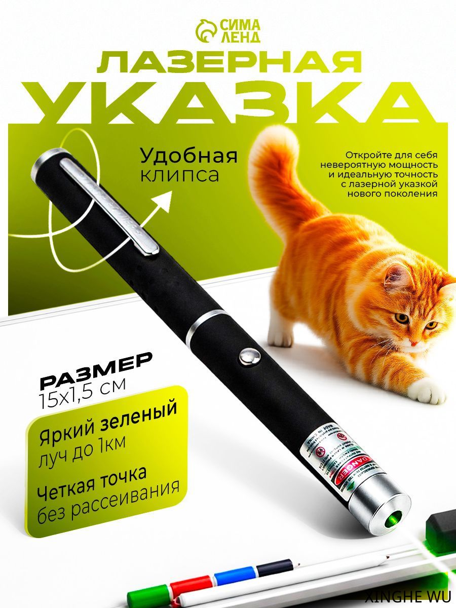 Зеленая лазерная указка для кошек дальностью 1000 м