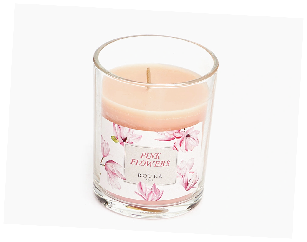 Ароматическая свеча для дома Рура розовые Цветы / Roura Pink Flowers 130 гр