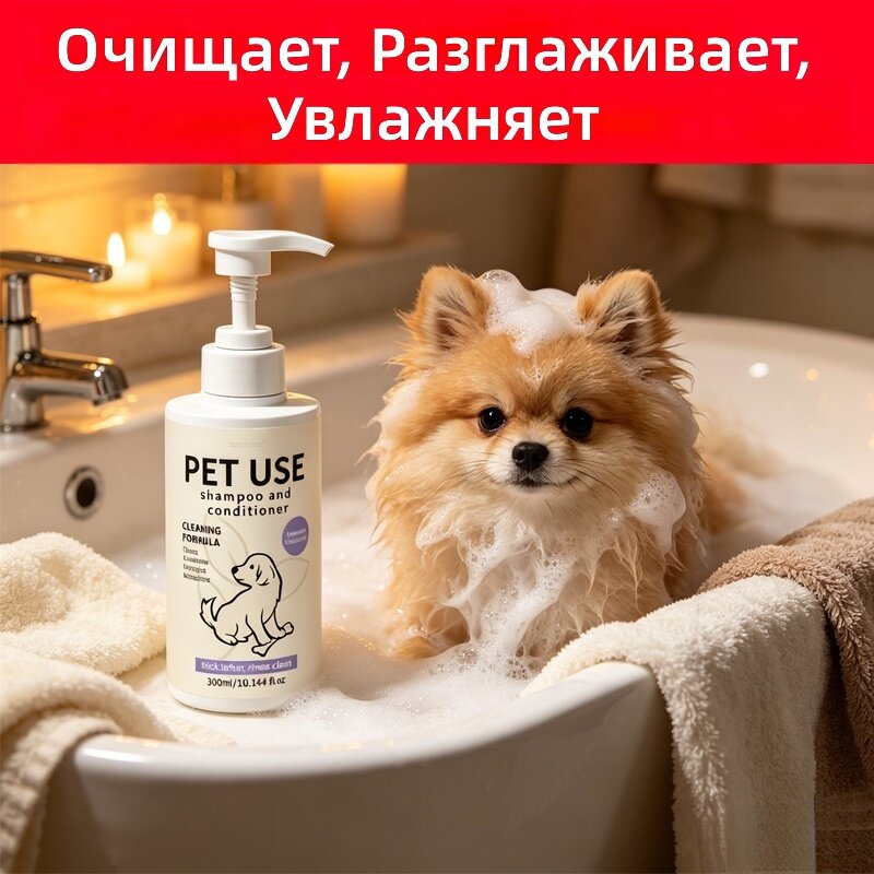 Шампунь для домашних животных с лавандой и ромашкой для очищения, распутывания и увлажнения шерсти, 300 мл