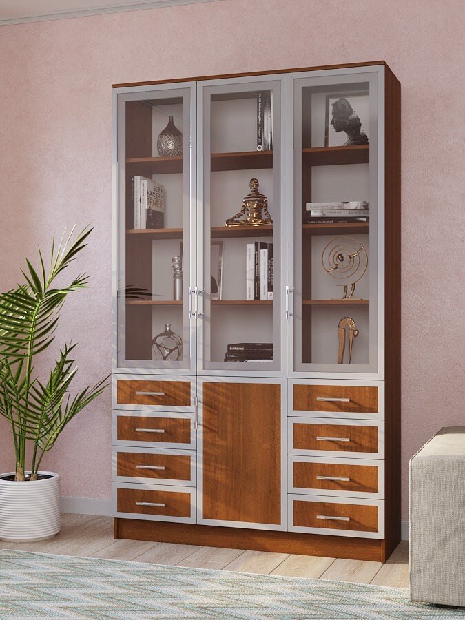 Книжный шкаф МебельЛэнд24 Альма - 21 Орех Экко 120x40x240