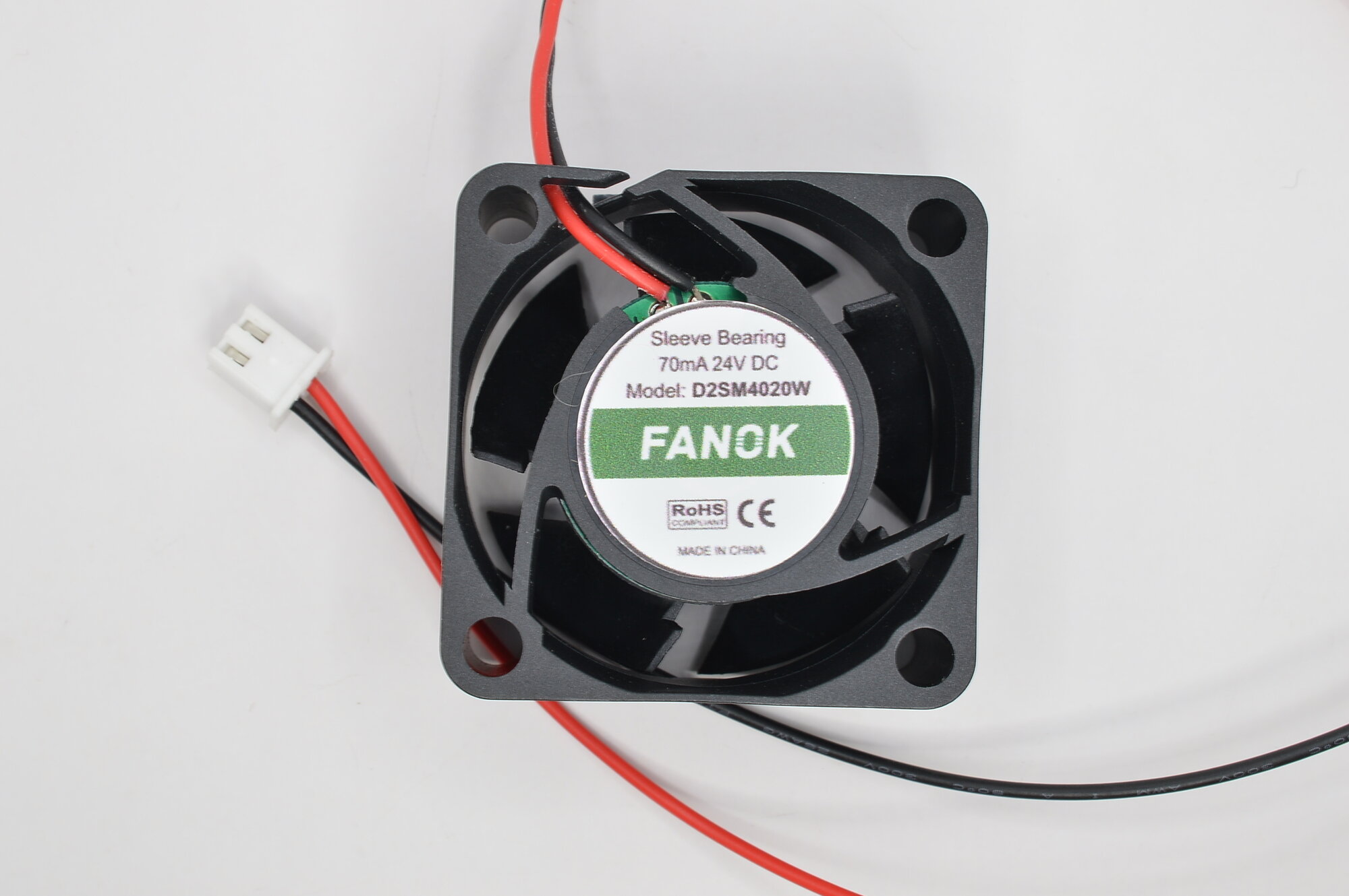 FANOK D2SM4020W Вентилятор осевой, 24В DC, 40x40x20мм, подшипник скольжения, 17куб. м/ч, 7000об/мин, разъем 2PIN, 1шт