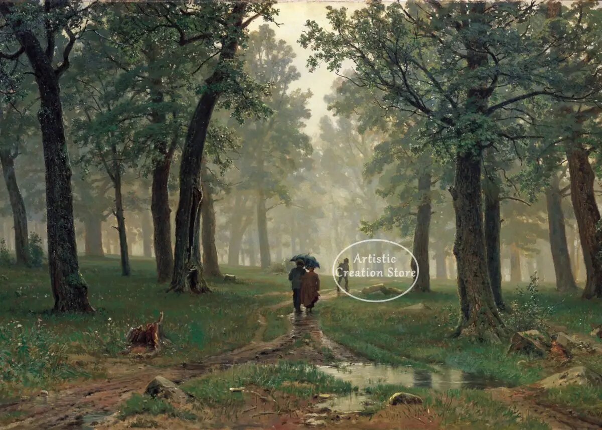 Печать картины «Иван Шишкин Утро в сосне» на холсте Зеленый, 12, 100X140cm Unframed