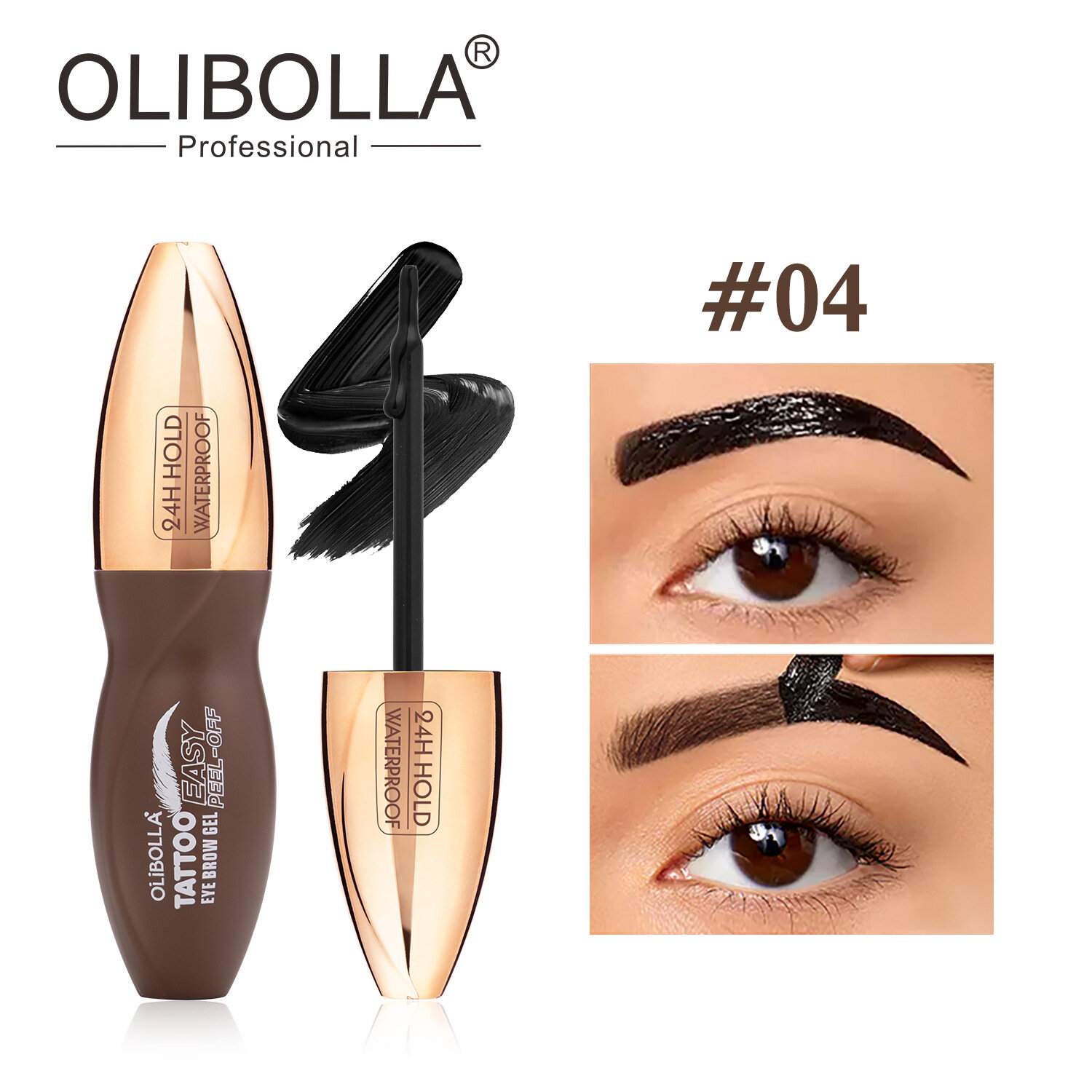 Снимающийся гель‑краска для бровей OLIBOLLA, полупостоянный эффект, водостойкий, 4 оттенка
