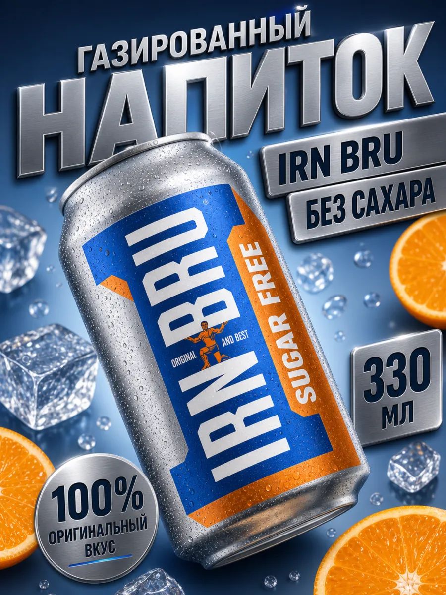Безалкогольный газированный напиток IRN-BRU Diet No Sugar 24 Х 330 мл.