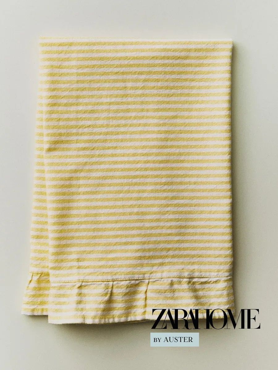ZARA HOME Полотенце кухонное 50x70 1 шт льняная фактура хлопок белый, желтый