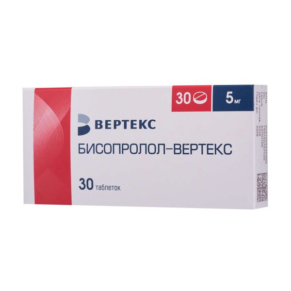 Бисопролол-Вертекс таблетки п/о плён. 5мг 30шт