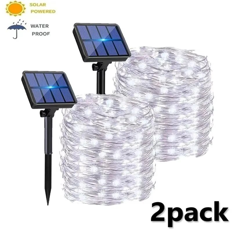 Солнечные гирлянды LED, медные провода, 50/100/300 светодиодов white 2pack, 21M 200LED