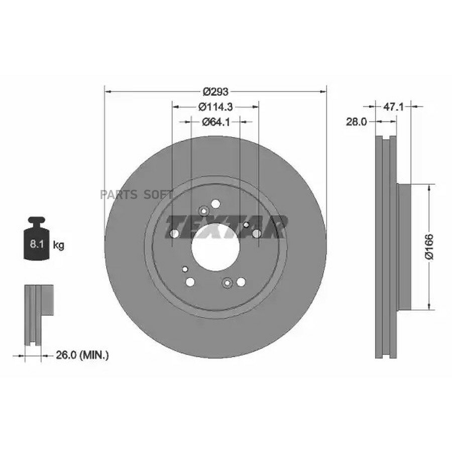 TEXTAR 92184803 92184803 диск тормозной передний!\ Honda Cr-V 2.0/2.2CTDi/DTEC/2.4VTEC 07> 2шт