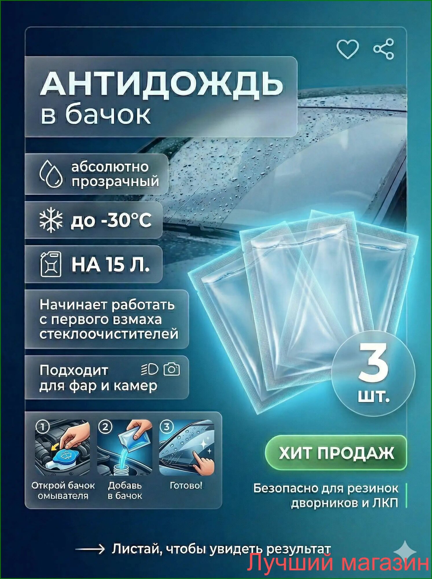 Антидождь Готовый раствор, 45 мл, 1 шт